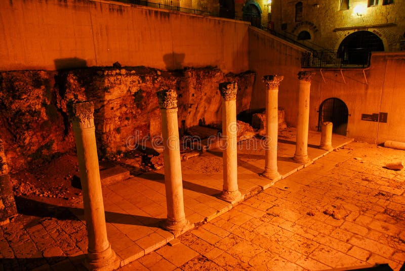 Roman Cardo, Jerusalem, Night Stock Image - Image of israel, night ...