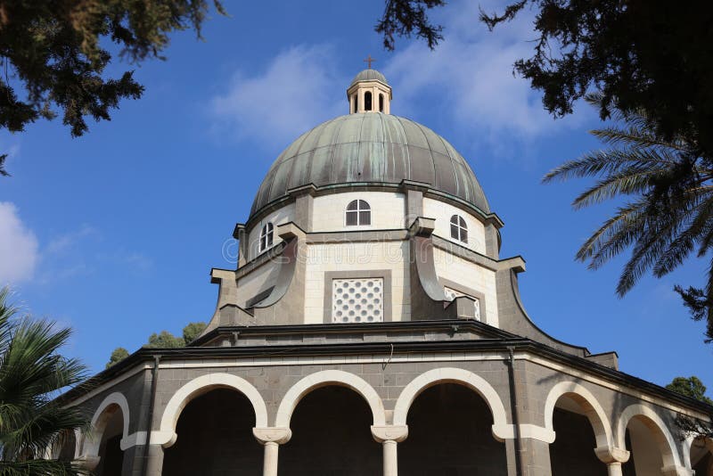 Roman Catholic Chapel at Mount of Beatitudes Stock Image - Image of ...
