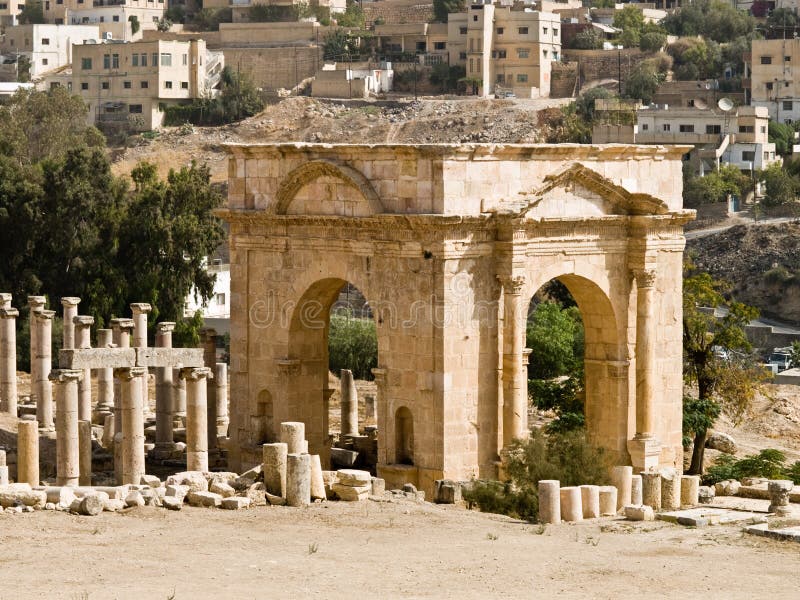 Roman Amphitheater in Jerash Stock Image - Image of building ...