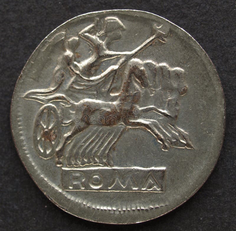 Centurion and Chariot on Old Roman Coin Stock Image - Image of whip ...