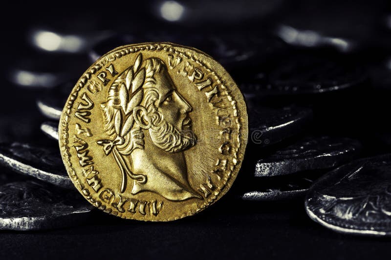 Roman Coin, Gold Aureus of Antoninus Pius, Gold Coin Stock Photo ...