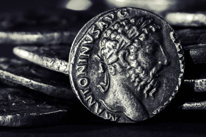 Roman Coin Marcus Aurelius, Elephant, Silver Coin Stock Image - Image ...