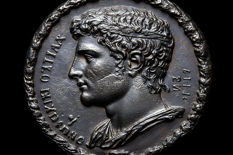 Ancient Roman Coin Detail stock illustration. Illustration of portrait ...