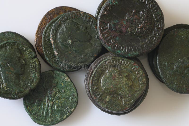 Roman Coin - Roman Sestertius of the Empire Stock Photo - Image of ...