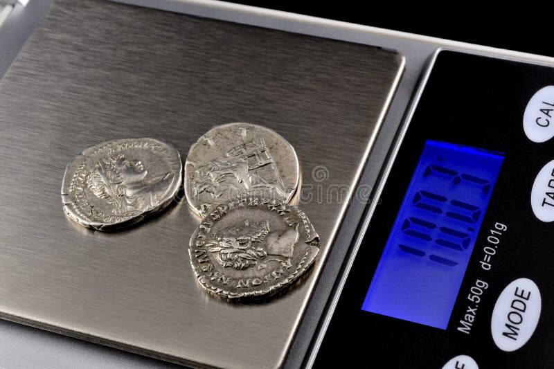 Roman Coins on Precision Scale Stock Image - Image of ducat, isolated ...