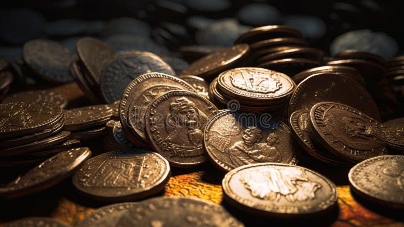 Roman Coins Treasure. Pile of Roman Coins Stock Illustration ...