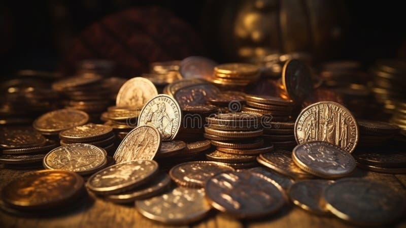 Roman Coins Treasure. Pile of Roman Coins Stock Illustration ...