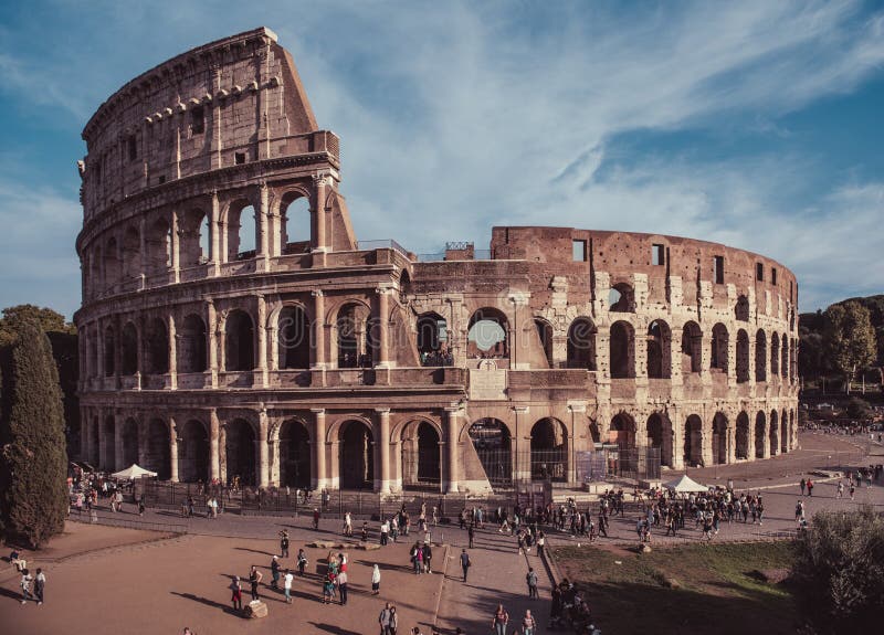 Roman Colosseum with Blue Sky Editorial Photography - Image of culture ...