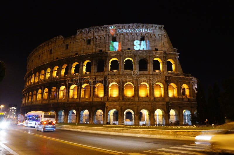 Roman Colosseum by night editorial photo. Image of monument - 24438156