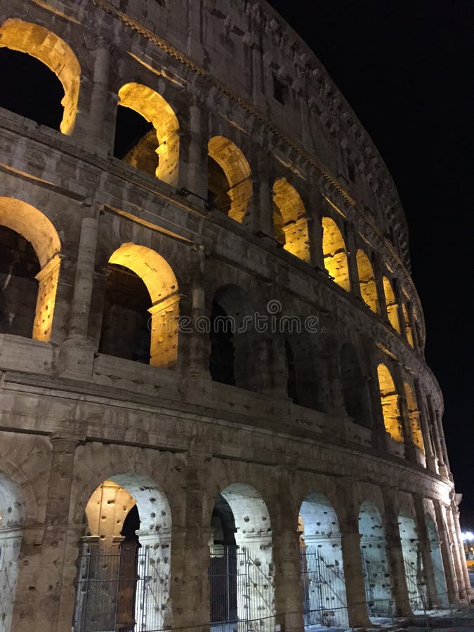 Roman Colosseum at Night stock photo. Image of night - 82209588