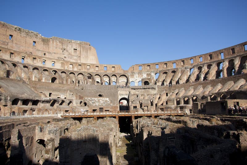 Roman Colosseum View from Inside Stock Image - Image of dawn, capital ...