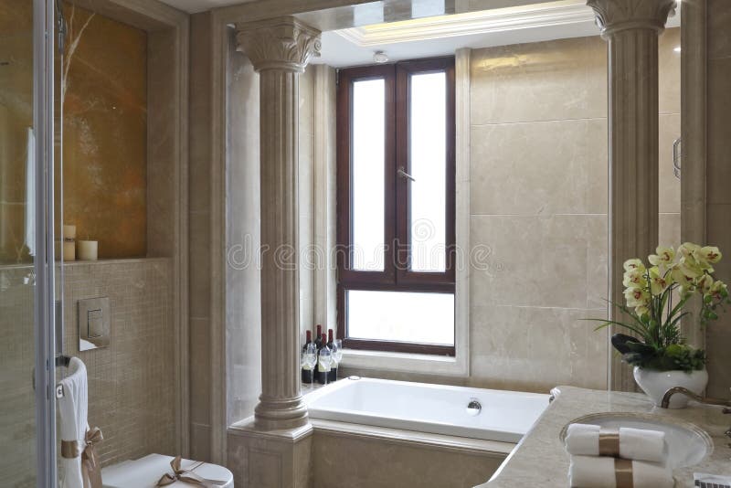 The Roman Column in the Bathroom Stock Image - Image of roman, ceramics ...