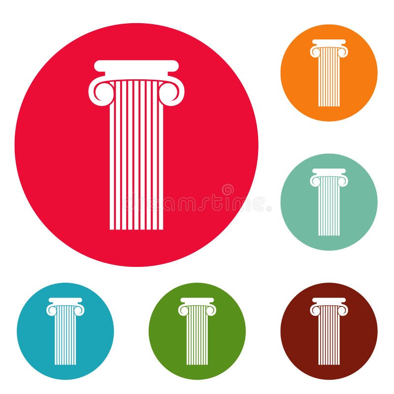 Roman Column Icons Circle Set Vector Stock Vector - Illustration of ...