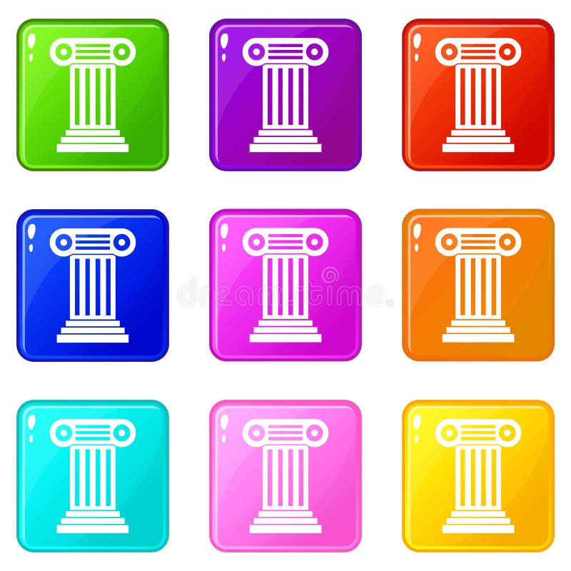 Roman column icons 9 set stock vector. Illustration of greece - 96334685
