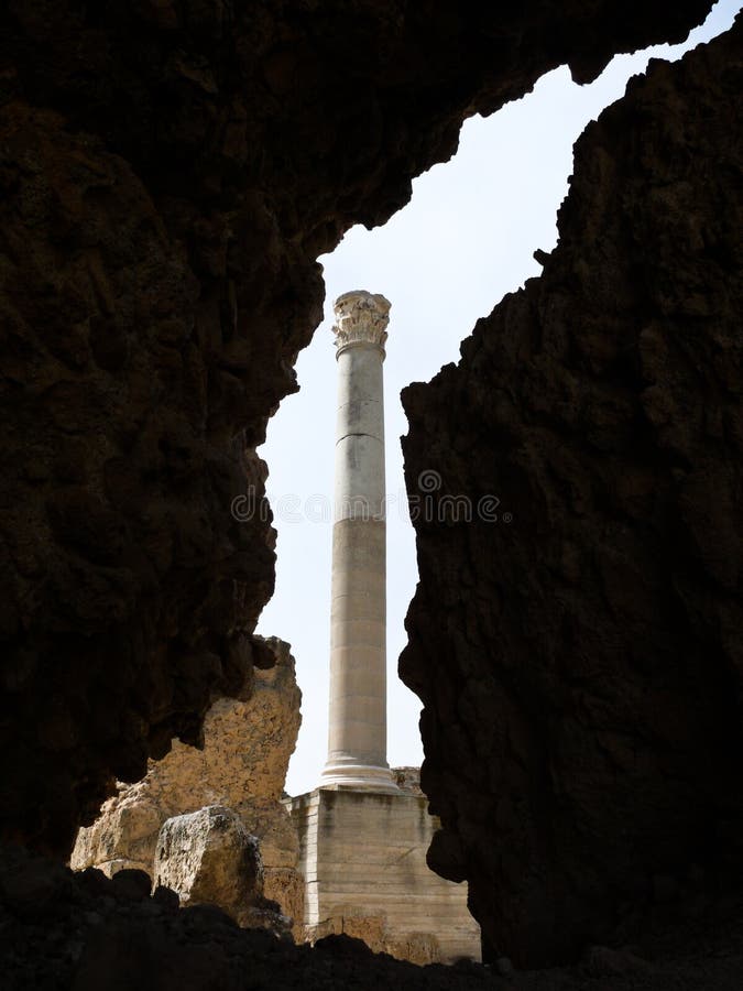 Roman column in ruin stock photo. Image of carthage, history - 19215086