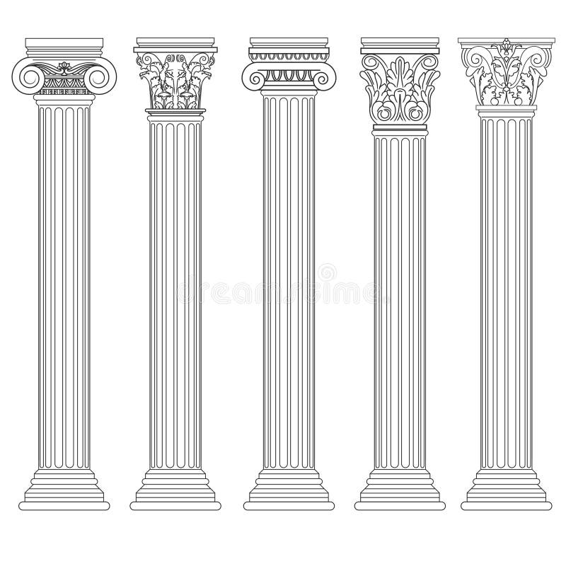 Roman Column Set, Greek Pillar, Ancient Architecture Stock Vector ... Roman Column Set, Greek Pillar, Ancient Architecture Stock Vector ...