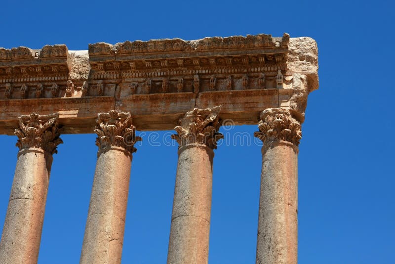 Roman columns at Baalbeck stock image. Image of detail - 10809413