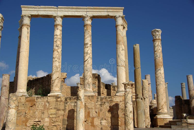 Roman columns, Libya stock image. Image of amphitheatre - 16424549