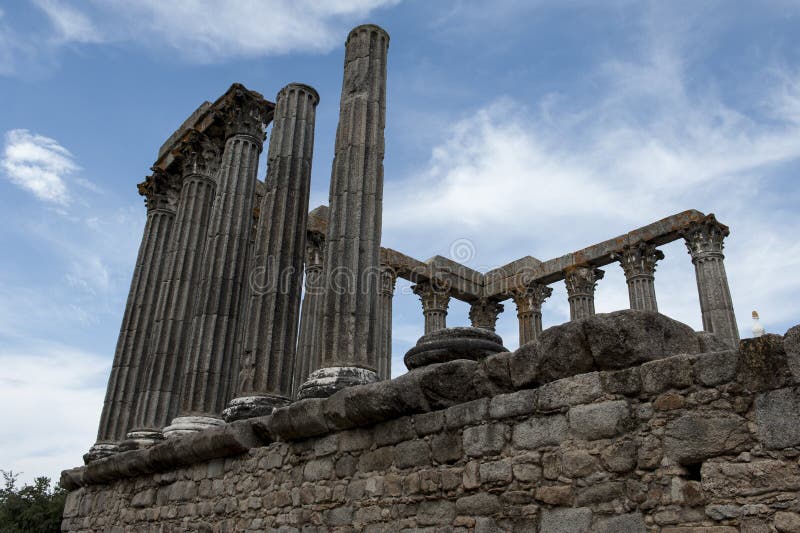 Historic Roman Temple Ruins In Evora Portugal. Stock Image - Image of ...