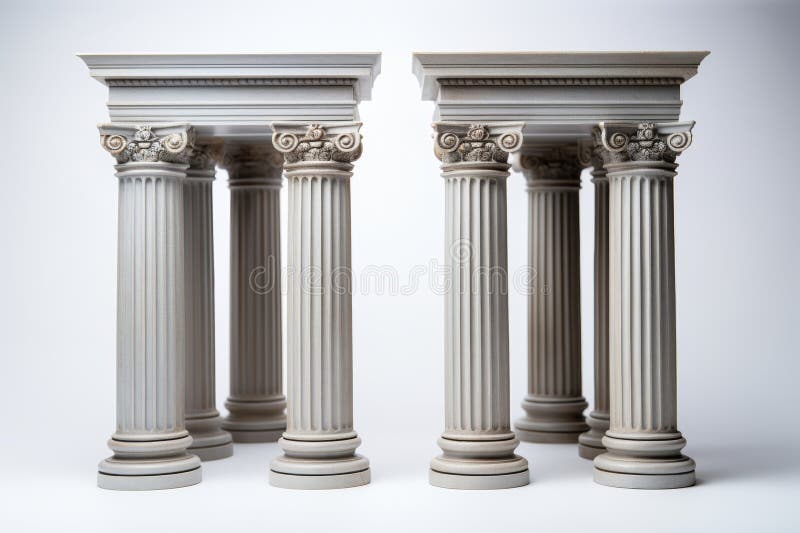 Roman Columns Standing Gracefully on a Pristine White Background ...