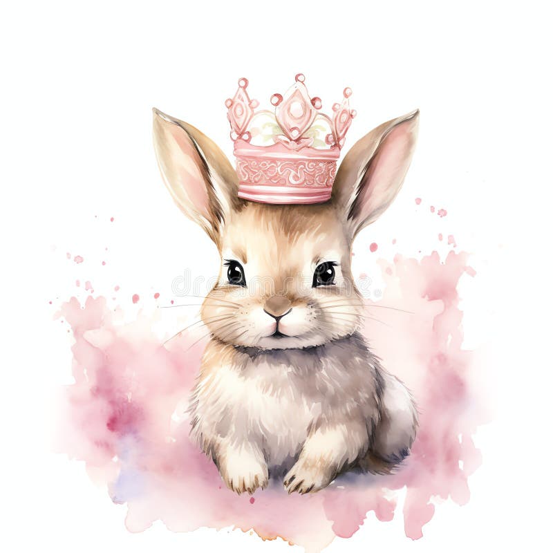 Roman Emperor Cute Bunny Pink Cute Bunny Watercolor Stock Illustration ...