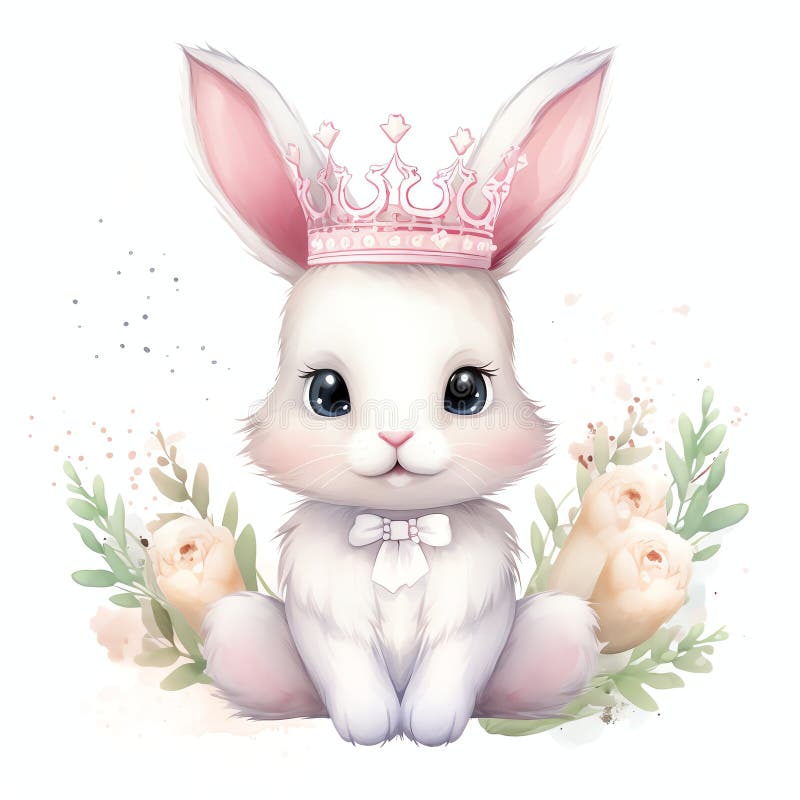 Roman Emperor Cute Bunny Pink Cute Bunny Watercolor Stock Illustration ...