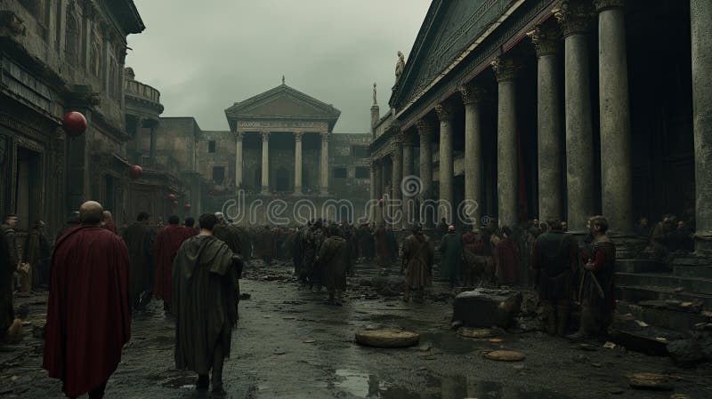 Roman Empire Cityscape Under a Dramatic Sky Stock Illustration ...