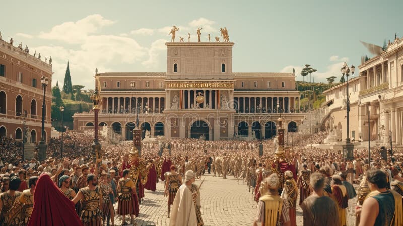 Roman Empire Cityscape Under a Dramatic Sky Stock Illustration ...