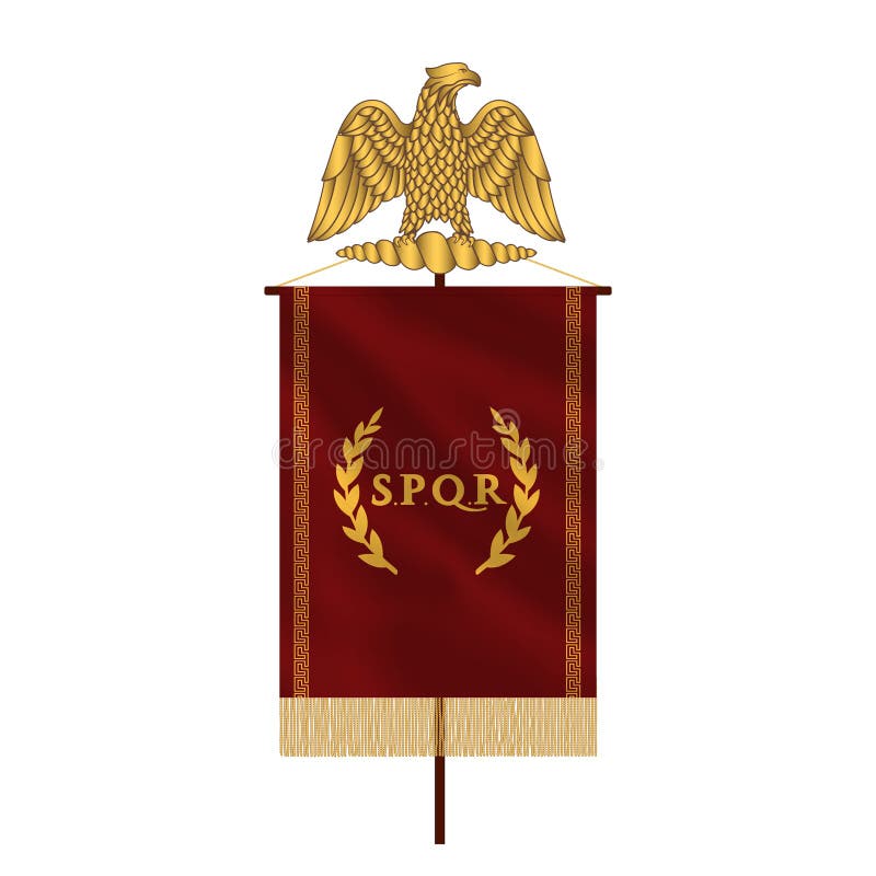 Roman Flag with Golden Eagle Stock Vector - Illustration of symbol ...