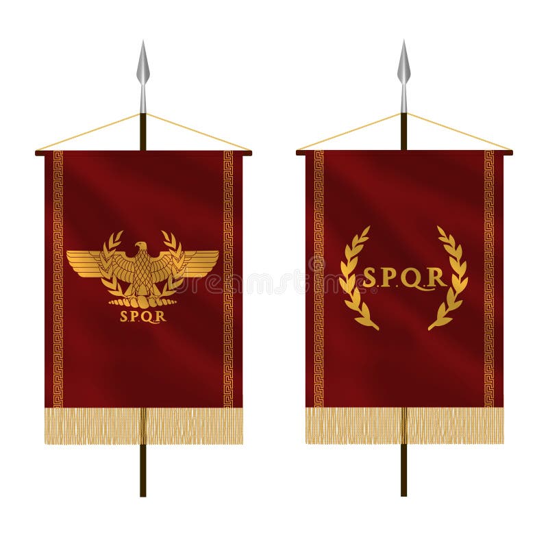 Roman Flag with Golden Eagle Stock Vector - Illustration of vector ...