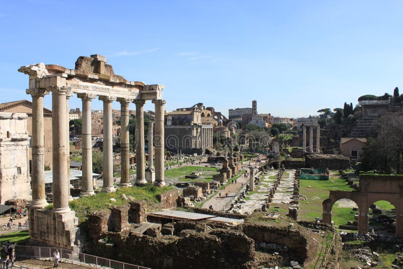 The Roman Forum from Palatine Hill, Panorama Stock Image - Image of ...