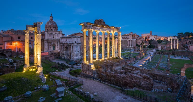 Roman Forum at Sunset As Seen from the Campidoglio Hill. Stock Photo ...