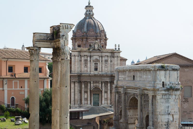 Roman Forum and Curia Julia in Rome, Italy Stock Image - Image of rome ...