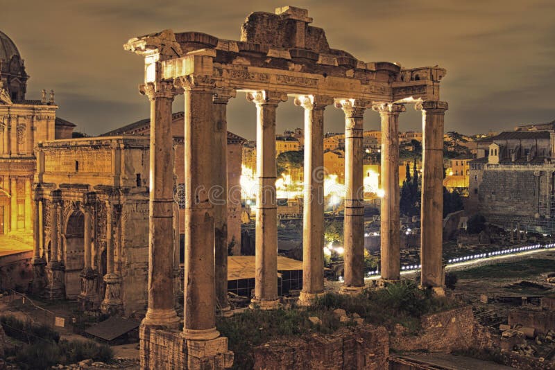 Roman Forum in the Night, Rome Editorial Photo - Image of latium ...