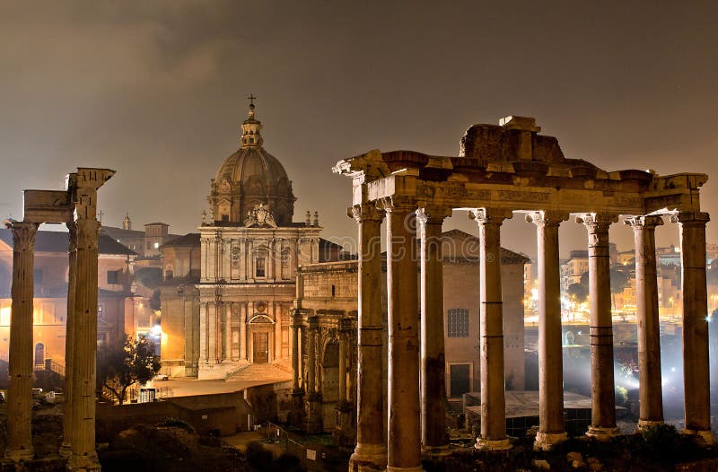 Roman forum by night stock photo. Image of imperial, dusk - 56748286