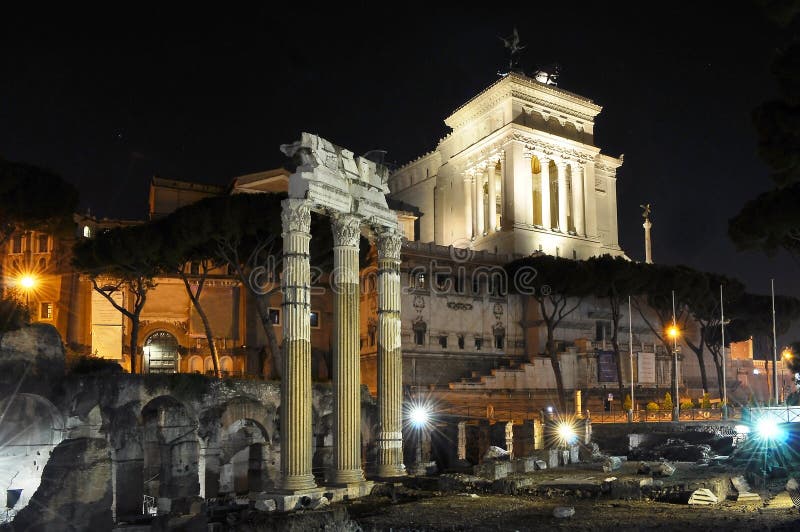 Roman Forum at Night, Rome, Italy Stock Image - Image of architecture ...
