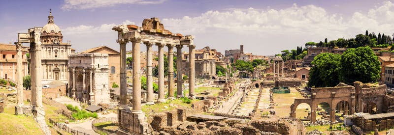 Roman Forum Panorama stock photo. Image of forum, stone - 61381988