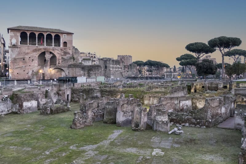 The Roman Forum in Rome at Sunset Stock Image - Image of church ...