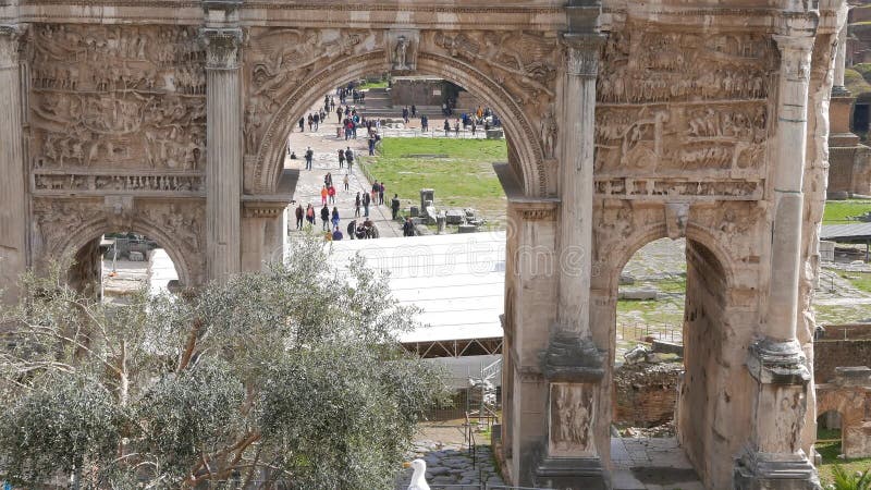 Arch of Severus Septimius in the Roman Forum in Rome in the 1960s Stock ...