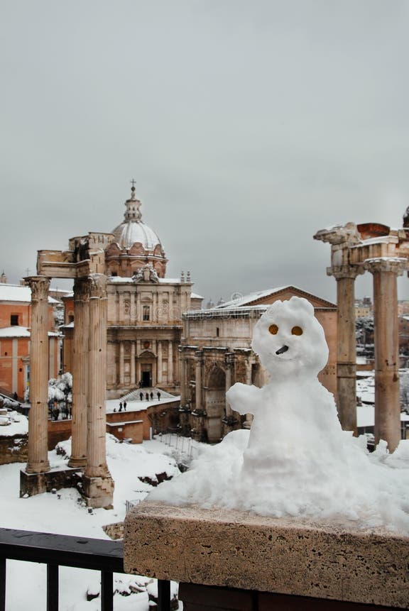 Roman Forum and snowman stock image. Image of rome, antiquity - 110669665