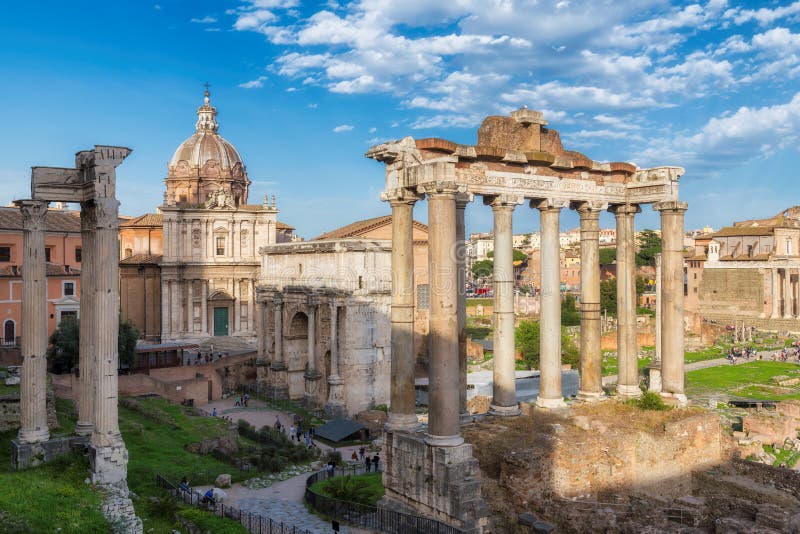 Roman Forum at Sunset in Rome, Italy. Stock Photo - Image of roma ...
