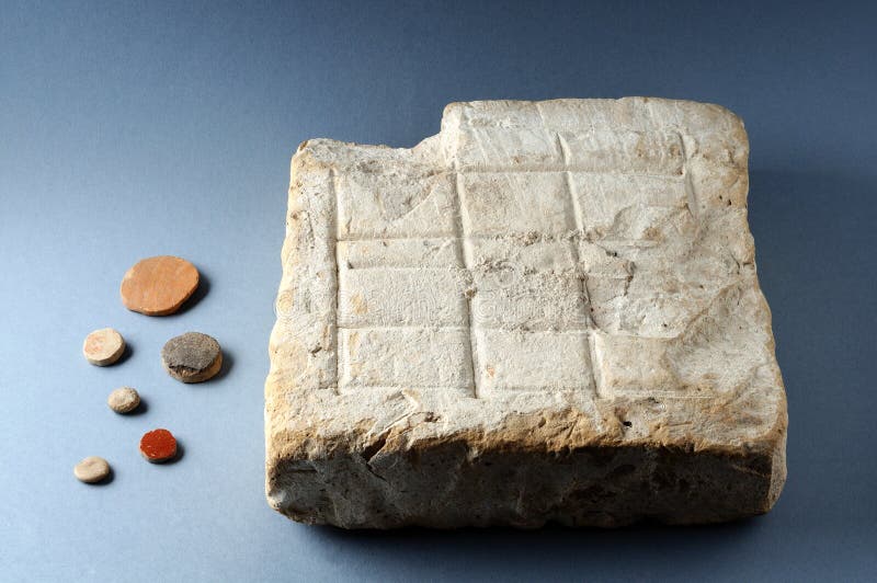 Replica of Roman Board Game Tic-Tac-Toe with Playing Stones Stock Image ...