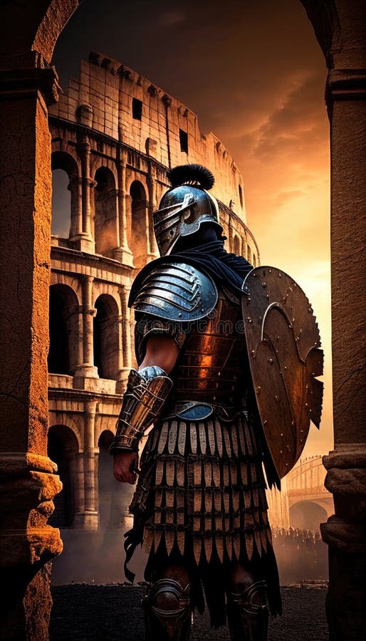 Roman Gladiator at Colosseum Setting the Arena on Fire Generative AI ...