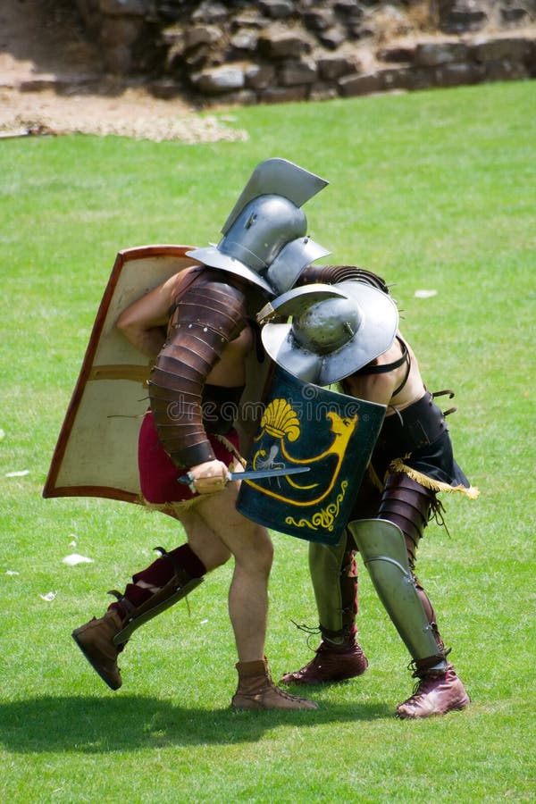 Gladiators Fighting on the Arena of the Colosseum Stock Image - Image ...