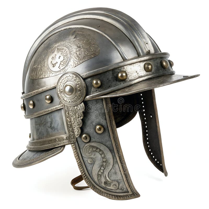 Roman Helmet Galea Isolated on White Background Stock Illustration ...
