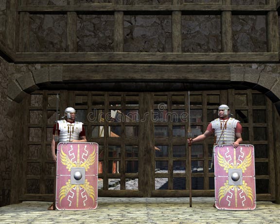 Roman Legionary Gate Guards Stock Illustration - Illustration of pilum ...