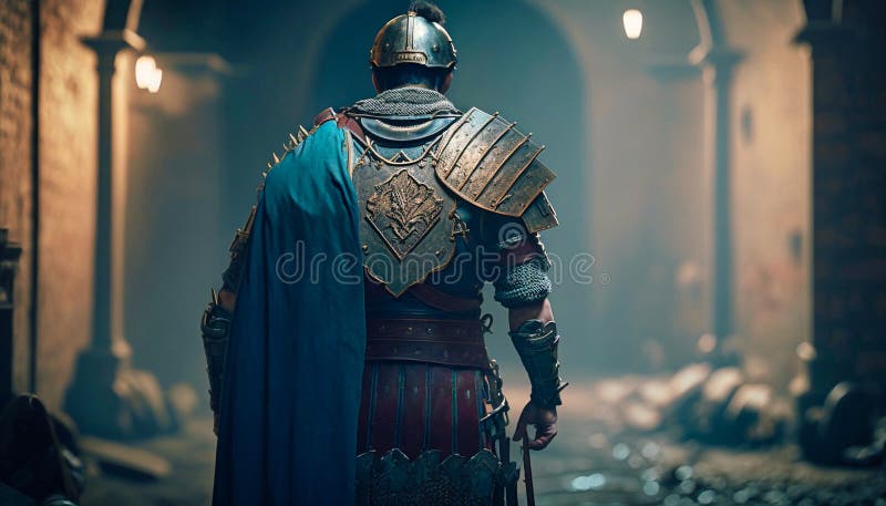Roman Legionnaire Stands with His Back Gladiator, Generative AI Stock ...