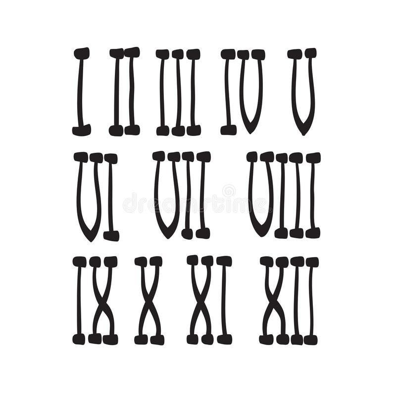 Roman Numbers Hand Drawn Vector Set Icon Stock Vector - Illustration of ...