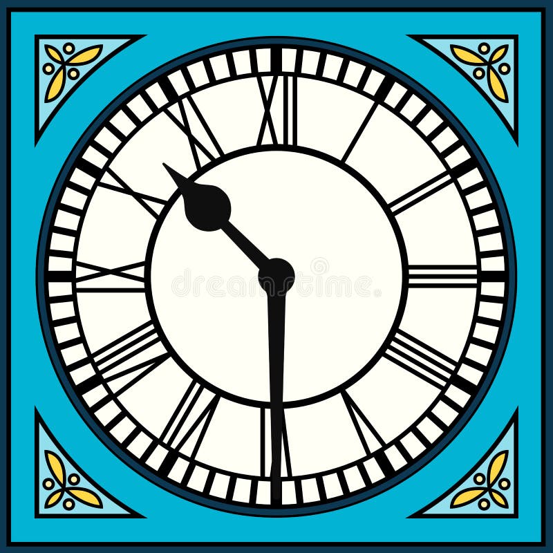 Roman Numeral Clock at Half Past Ten Stock Vector - Illustration of ...