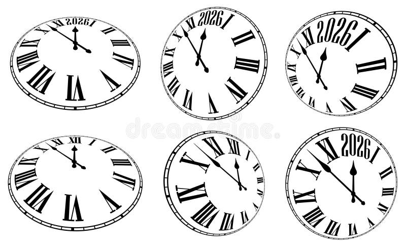 Roman Numeral 2026 Countdown Clocks Stock Vector - Illustration of ...
